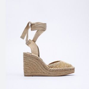 Zara | Shoes | Zara Tied Raffia Wedges | Poshmark